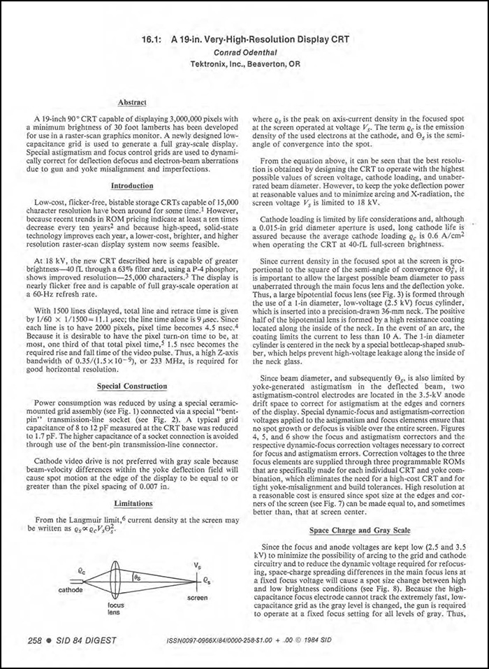 High Resolution Monochrome 19” CRT